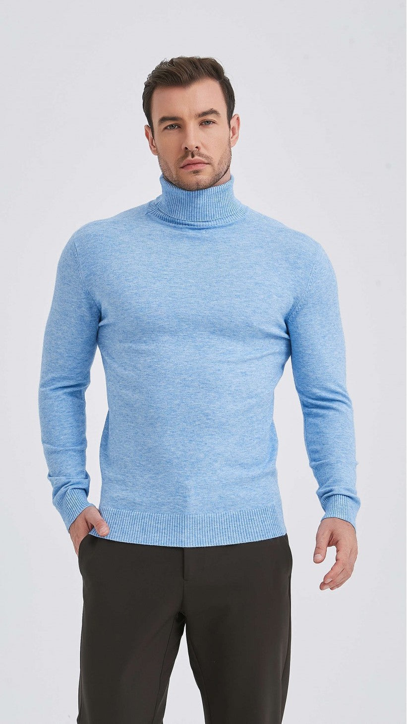 Cashmere Full-Turtleneck Blue Sweater – Knoopfashion